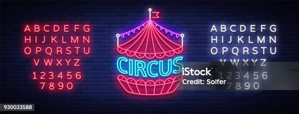 Circus Neon Sign Design Template Neon Style Logo Circus Tent Symbol