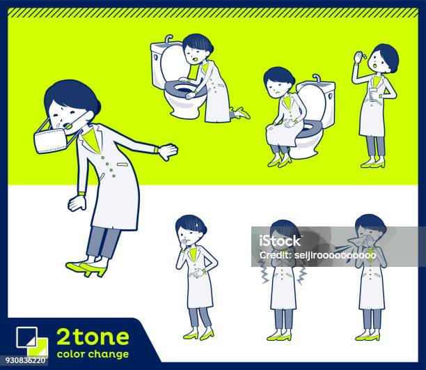 2tone 유형 흰색 코트 Womenset 09 감기와 독감에 대한 스톡 벡터 아트 및 기타 이미지 감기와 독감 거미줄