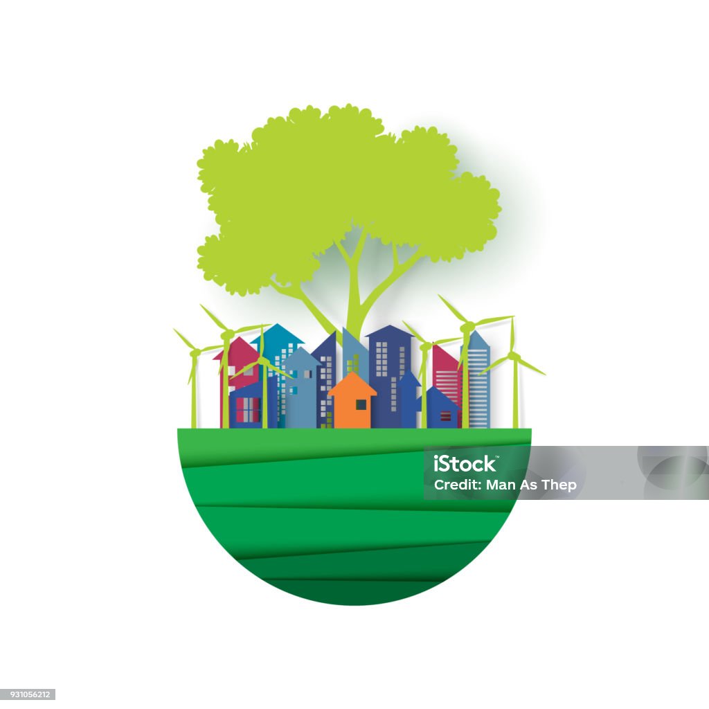 Save The Earth With Eco City Concept Stock Illustration Download