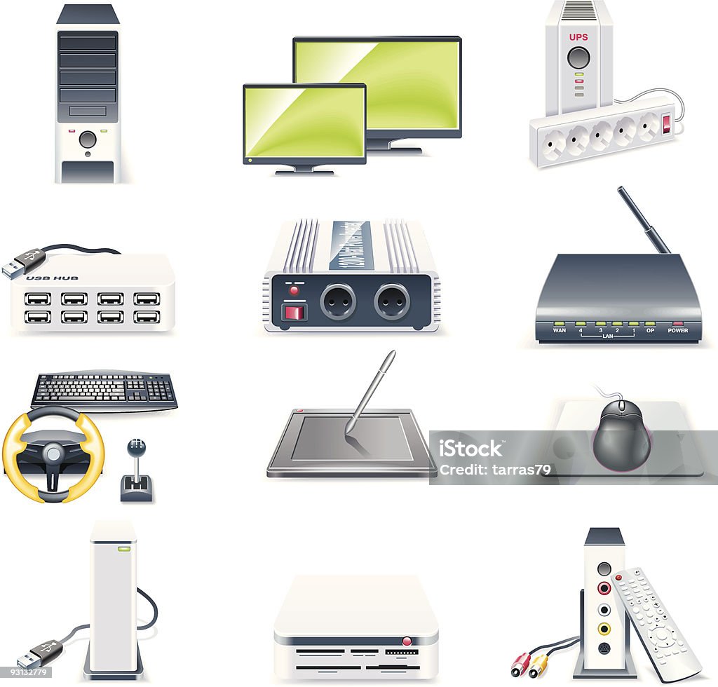 Detailed Computer Parts Icon Set Part 2向量圖形及更多逆變器圖片 逆變器 電腦滑鼠 電腦鍵盤