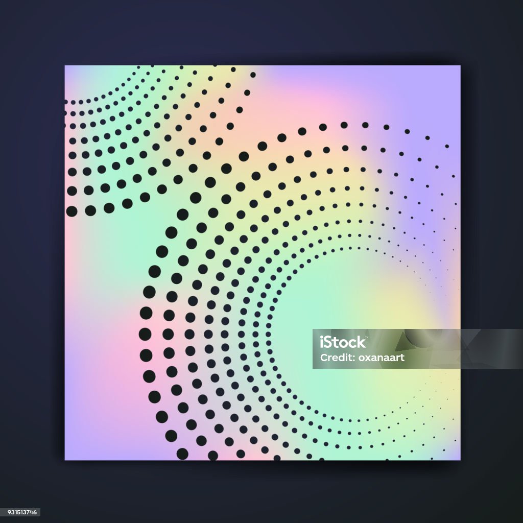 Desain Poster Sampul Abstrak Vektor Dengan Lingkaran Halftone Dan Efek