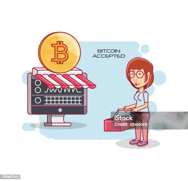 Bitcoin 허용 디자인 가상현실에 대한 스톡 벡터 아트 및 기타 이미지 가상현실 개념 경제 Istock