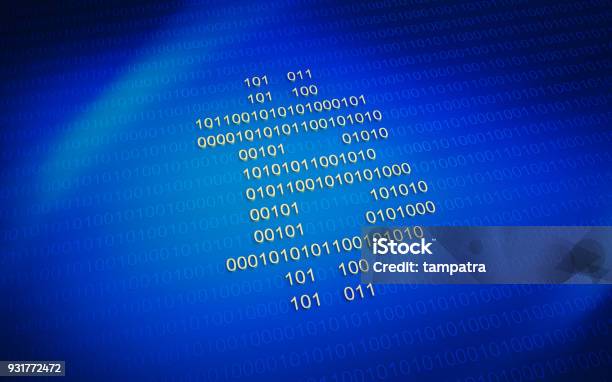 Jaringan Blockchain Dan Data Biner 01 Di Layar Komputer Rendering 3d