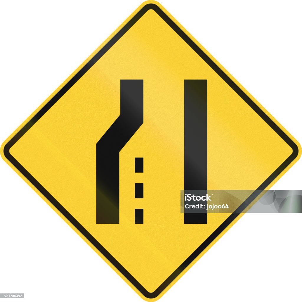 Panneau De Signalisation Des Étatsunis Mutcd Route Se Rétrécit Vecteurs