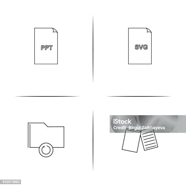 File Dan Folder Tanda Tangani Kumpulan Ikon Linear Sederhana Ikon