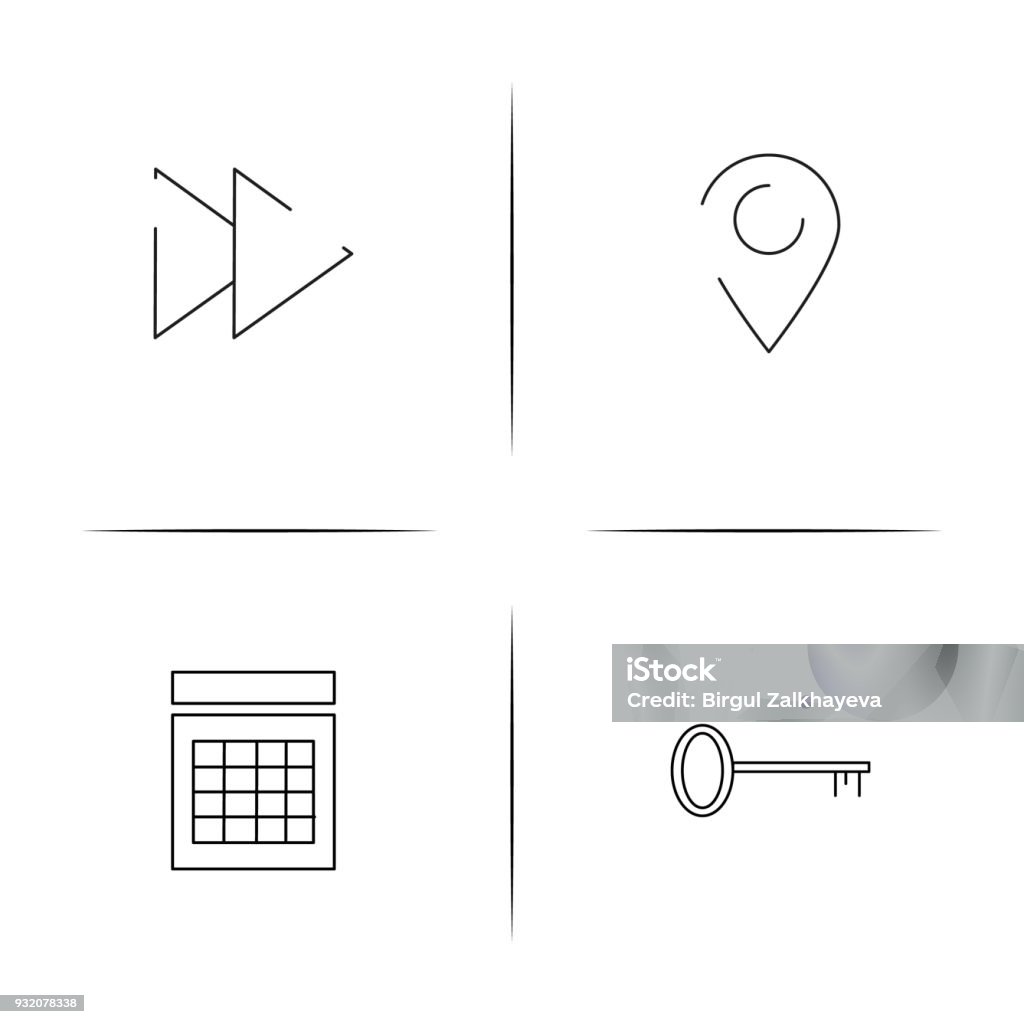 Set Ikon Linear Sederhana Tanda Dan Simbol Ikon Kerangka Sederhana