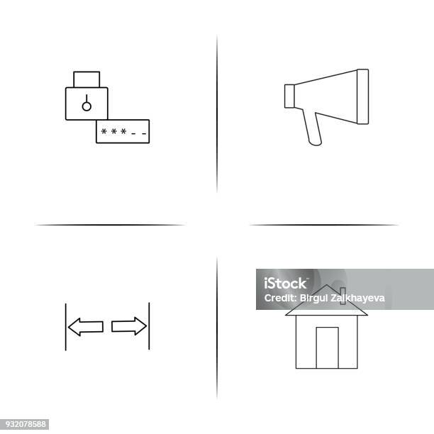 Set Ikon Linear Sederhana Tanda Dan Simbol Ikon Kerangka Sederhana