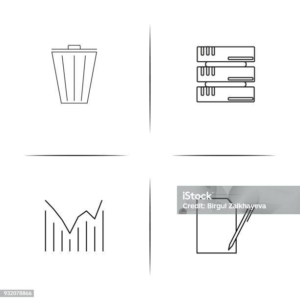 Set Ikon Linear Sederhana Tanda Dan Simbol Ikon Kerangka Sederhana