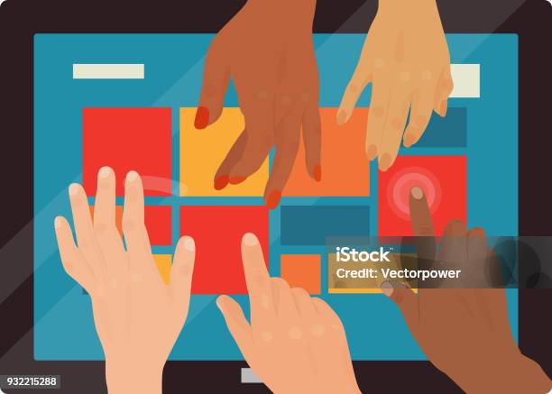 Pengguna Tangan Menyentuh Gerakan Teknologi Internet Kerja Gesek Alat
