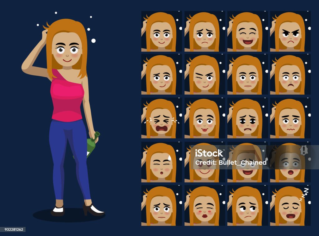 Wanita Pirang Mabuk Memegang Botol Kartun Emoticon Wajah Ilustrasi ... Wanita Pirang Mabuk Memegang Botol Kartun Emoticon Wajah Ilustrasi ...