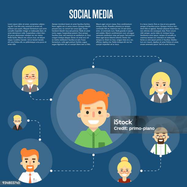 Spanduk Media Sosial Dengan Orangorang Yang Terhubung Ilustrasi Stok