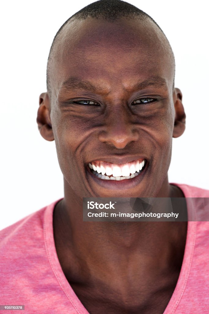 Close Up Handsome Young African American Male Fashion Model Smiling
