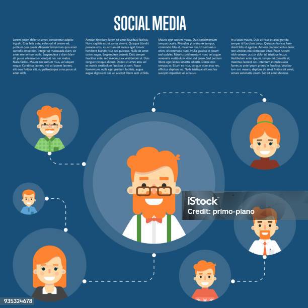 Spanduk Media Sosial Dengan Orangorang Yang Terhubung Ilustrasi Stok