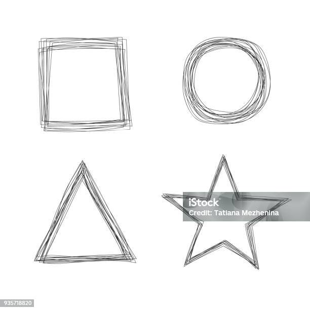 Set Of Vector Sketchy Scribble Line Shape Frames Stock Illustration