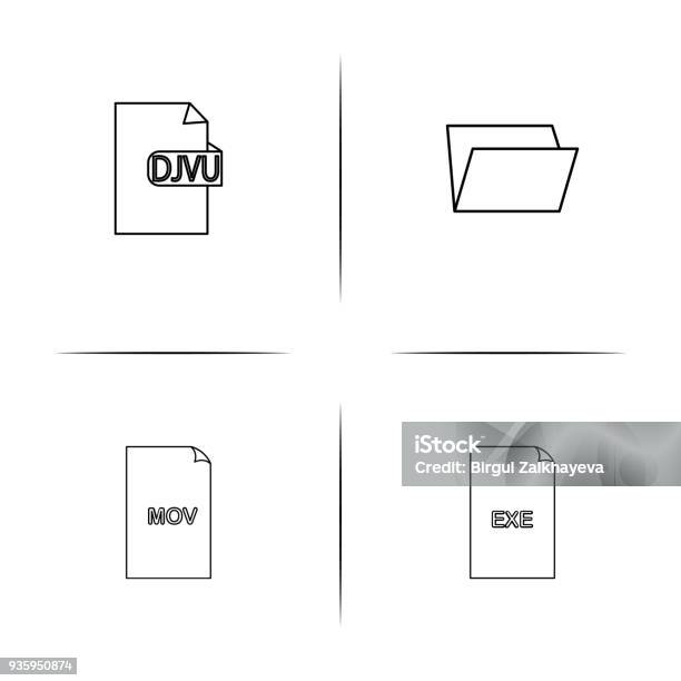 File Dan Folder Tanda Tangani Kumpulan Ikon Linear Sederhana Ikon