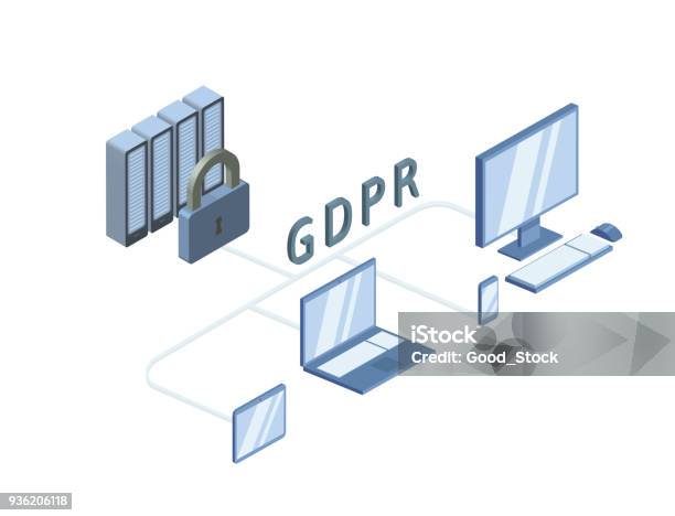 Ilustrasi Isometrik Konsep Gdpr Peraturan Perlindungan Data Umum