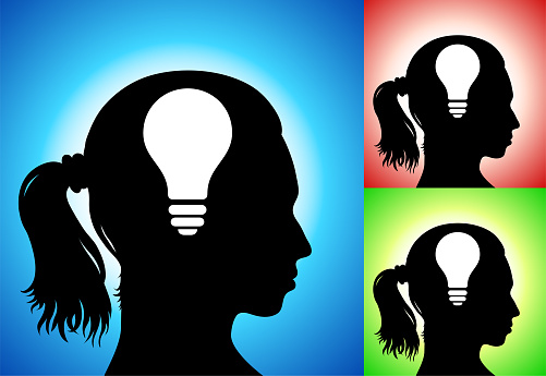 Ligh 전구 생각 인간의 얼굴 프로필 Mental Wellbeing에 대한 스톡 벡터 아트 및 기타 이미지 Mental