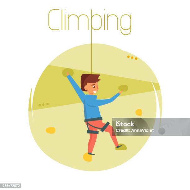 Mendaki Vektor Kartun Seni Terisolasi Rata Ilustrasi Stok Unduh