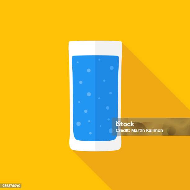 Verre Deau Icône Plate Avec Une Ombre Illustration Vectorielle Vecteurs