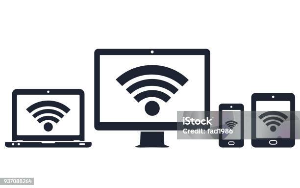 Wifi 인터넷 기호 현대 디지털 장치 개념에 대한 스톡 벡터 아트 및 기타 이미지 개념 검은색 공란 Istock