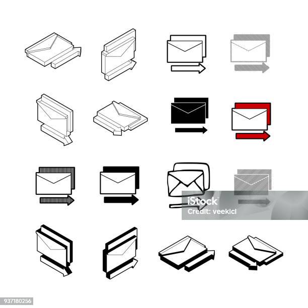Set Koleksi Vektor Modern Kirim Ikon Huruf Multi Jenis Isometrik 3d