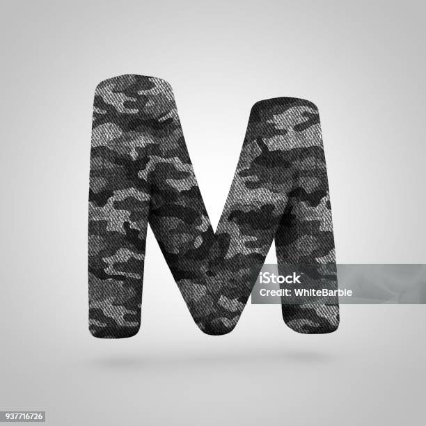 M 흰색 배경에 고립 된 위장 텍스처와 대문자 편지 0명에 대한 스톡 사진 및 기타 이미지 0명 3차원 형태 검은색
