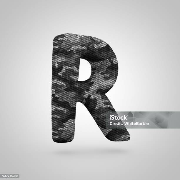 R 위장 텍스처 흰색 배경에 고립 된 대문자 편지 0명에 대한 스톡 사진 및 기타 이미지 0명 3차원 형태 검은색