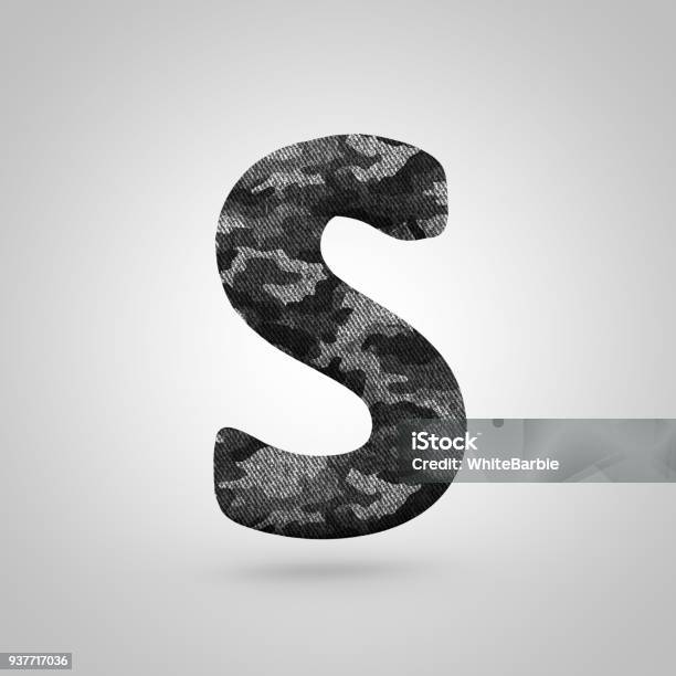 S 흰색 배경에 고립 된 위장 텍스처와 대문자 편지 0명에 대한 스톡 사진 및 기타 이미지 0명 3차원 형태 검은색