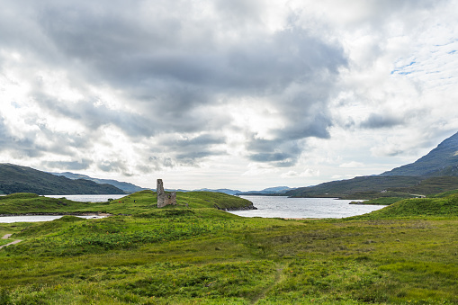 Ardvreck 성 로크 Assynt 근처의 유적 북쪽 서쪽 고원 스코틀랜드 영국 아드렉 성에 대한 스톡 사진 및 기타 이미지
