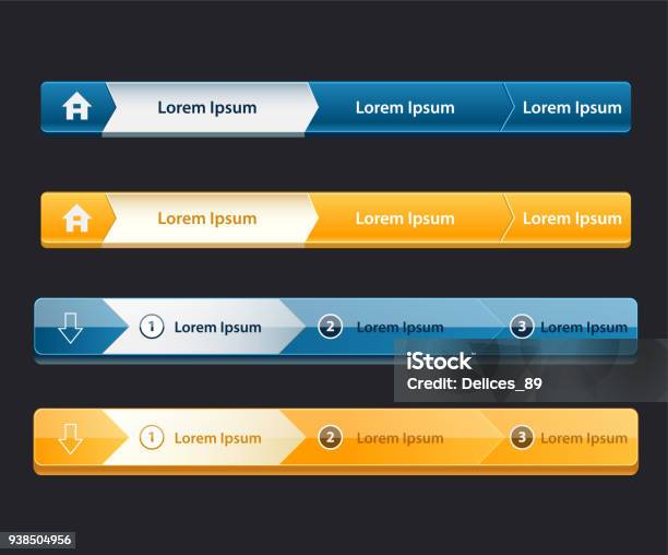 Website Design Menu Navigation Elements With Icons Set Navigation Menu Bars Stock Illustration