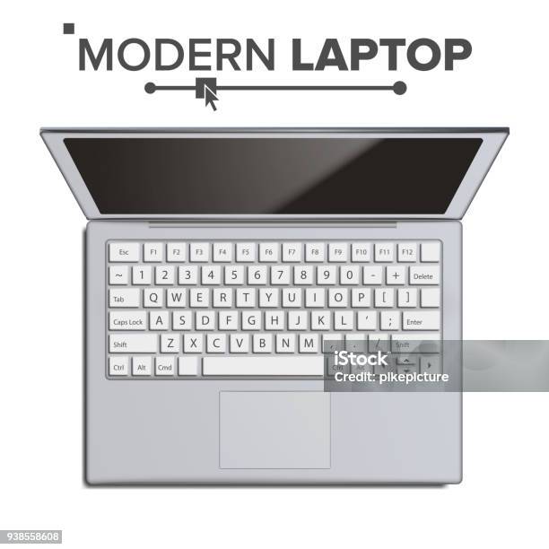 Laptop Vector Laptop Modern Realistis Tampilan Atas Ilustrasi