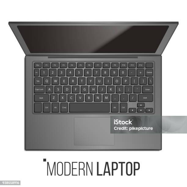 Laptop Vektor Komputer Laptop Kantor Modern Yang Realistis Tampilan