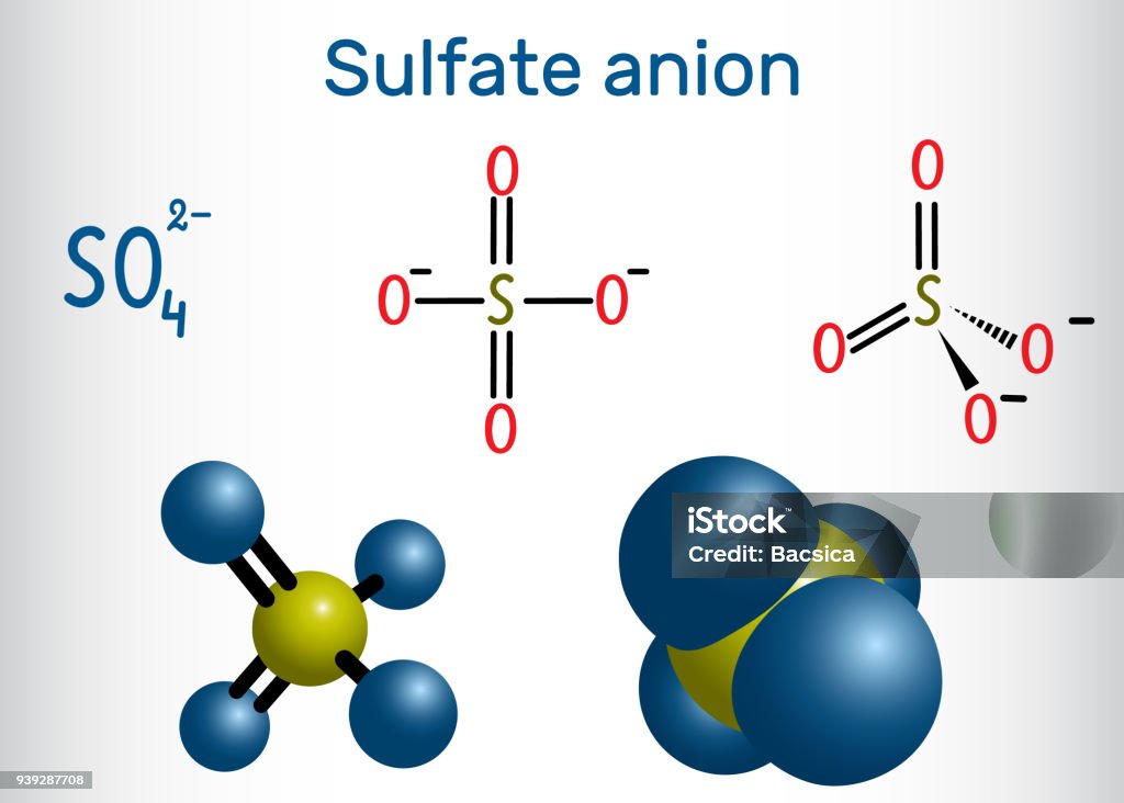 Sulfat Anion Molekul Formula Kimia Struktural Dan Model Molekul