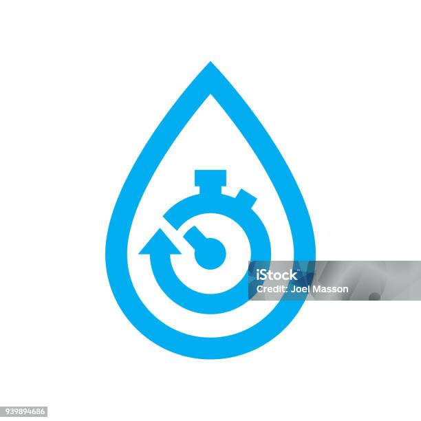 Icône Dutilisation De Leau Limite Chronomètre Bleu En Symbole De Goutte