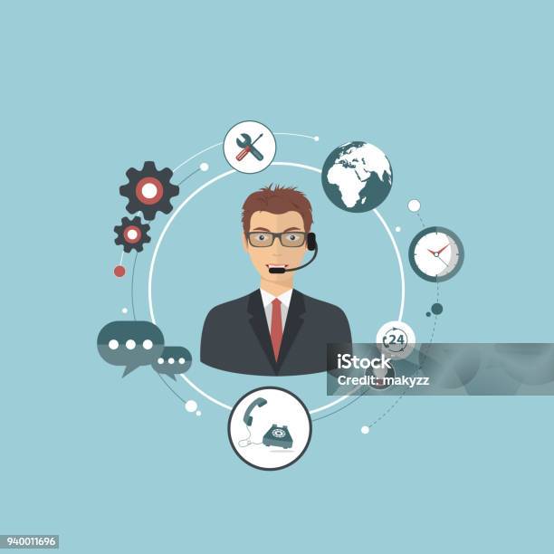Mendukung Konsep Layanan Ilustrasi Vektor Desain Datar Dengan Ikon