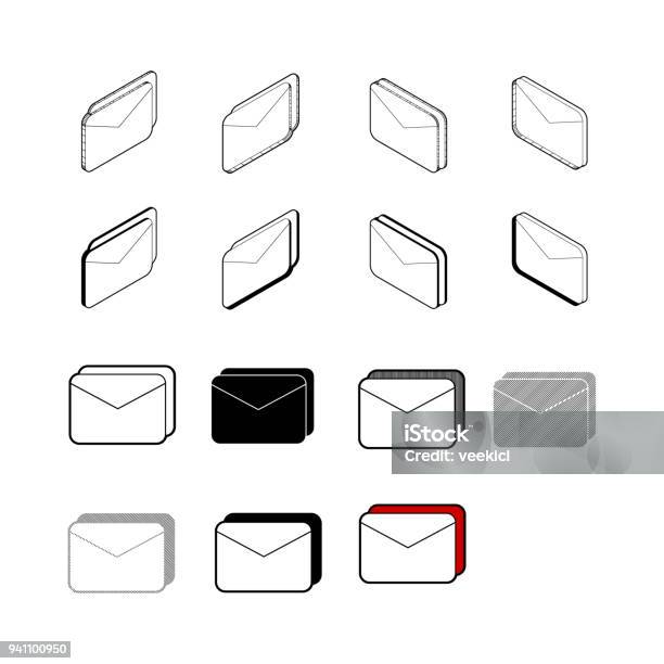 Set Koleksi Vektor Modern Ikon Pesan Multi Jenis Isometrik 3d Solid