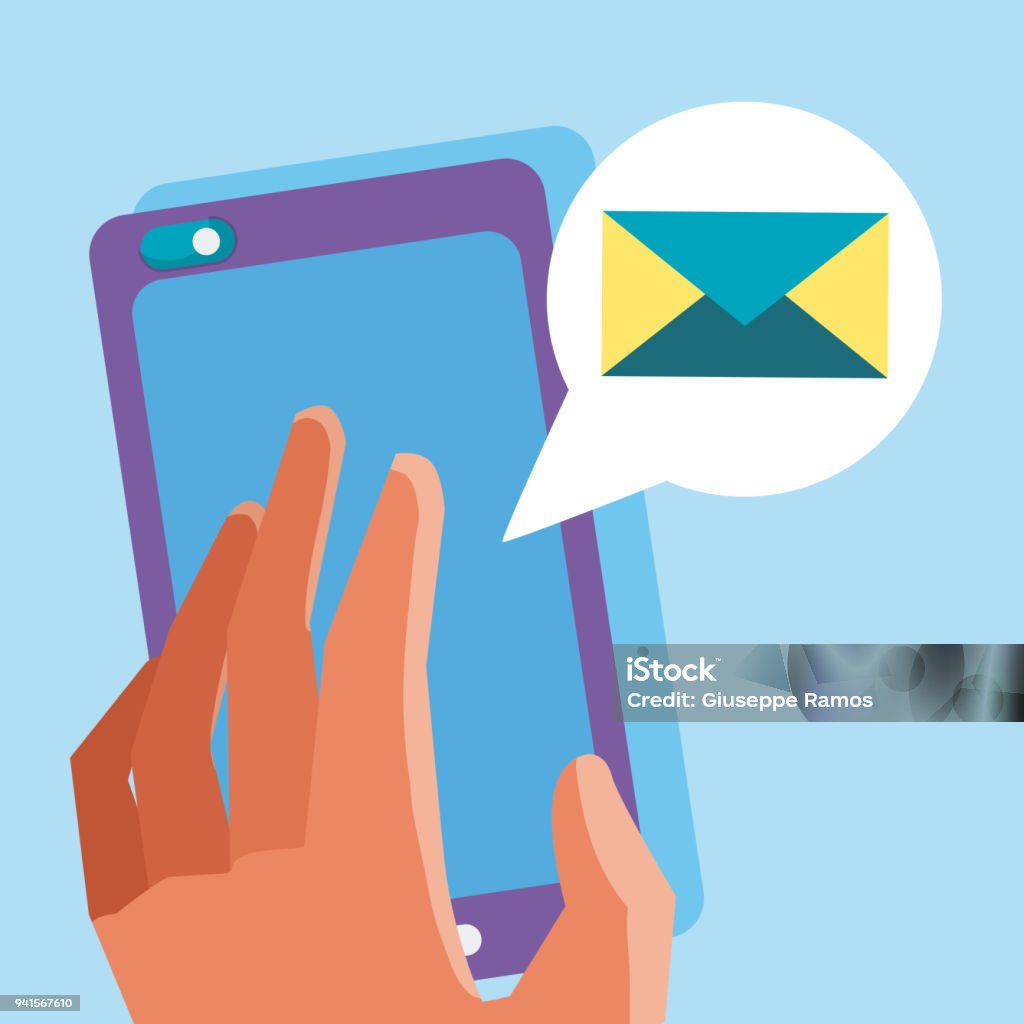 Using Smartphone For Send Email Stock Illustration Download Image Now Colombia