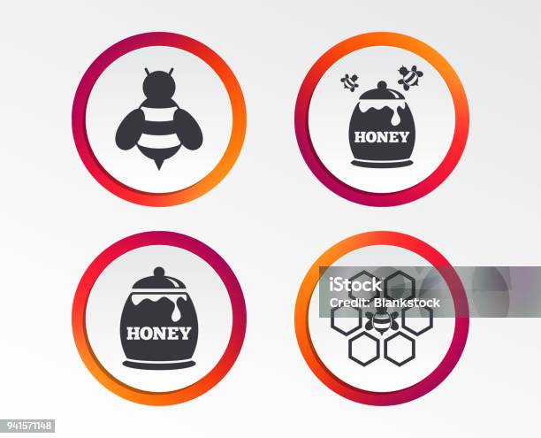 Icône De Miel Nid Dabeilles Et Les Abeilles Symbole Les Cellules Mortes