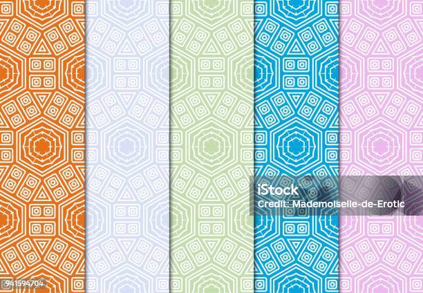 Pola Geometris Mulus Dengan Ornamen Gaya Modern Pada Warna B Ilustrasi