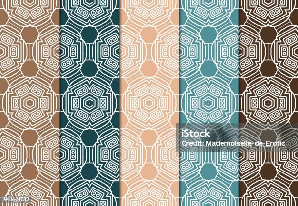 Pola Geometris Mulus Dengan Ornamen Gaya Modern Pada Warna B Ilustrasi