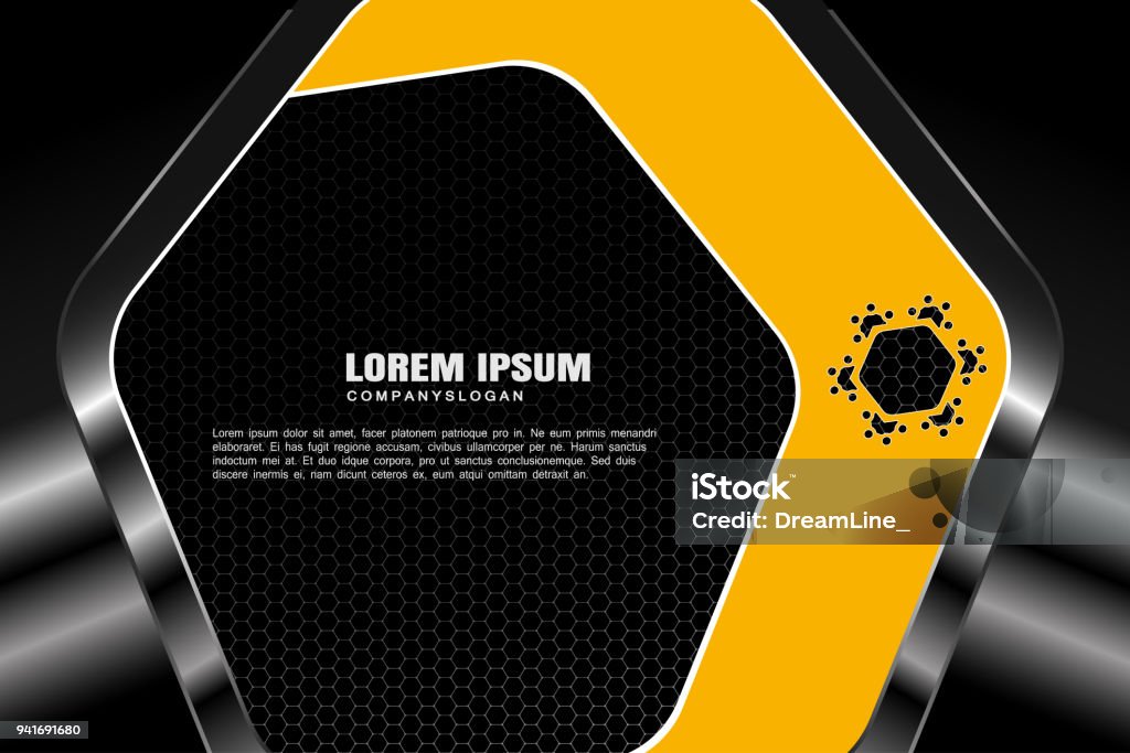 Vektor Hexagon Gradien Kuning Mesh Latar Belakang Dengan Sisipan Segi