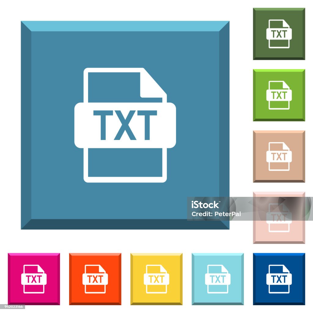 Txt 檔案格式邊方形按鈕上的白色圖示向量圖形及更多ascii圖片 Ascii 圖示 字母表 Istock