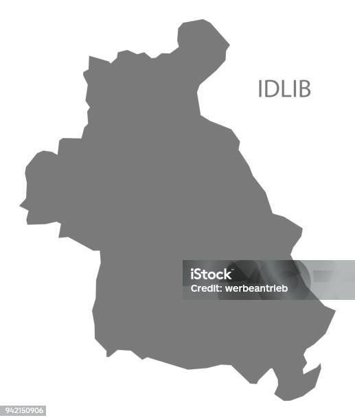 Idlib Map Of Syria Grey Illustration Shape Stock Illustration Download Image Now Cartography