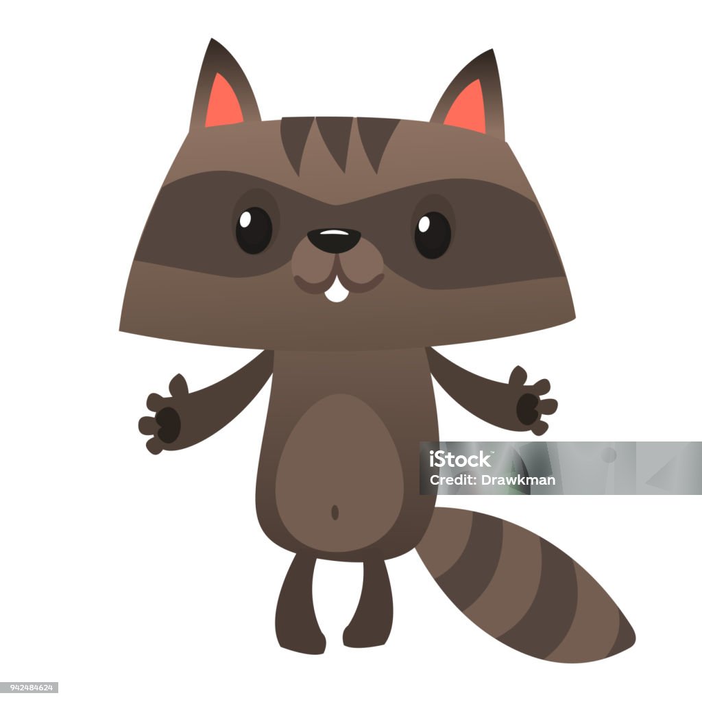 Rakun Kartun Lucu Ilustrasi Vektor Karakter Rakun Kecil Terisolasi