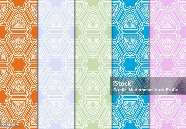 Pola Geometris Mulus Dengan Ornamen Gaya Modern Pada Warna B Ilustrasi