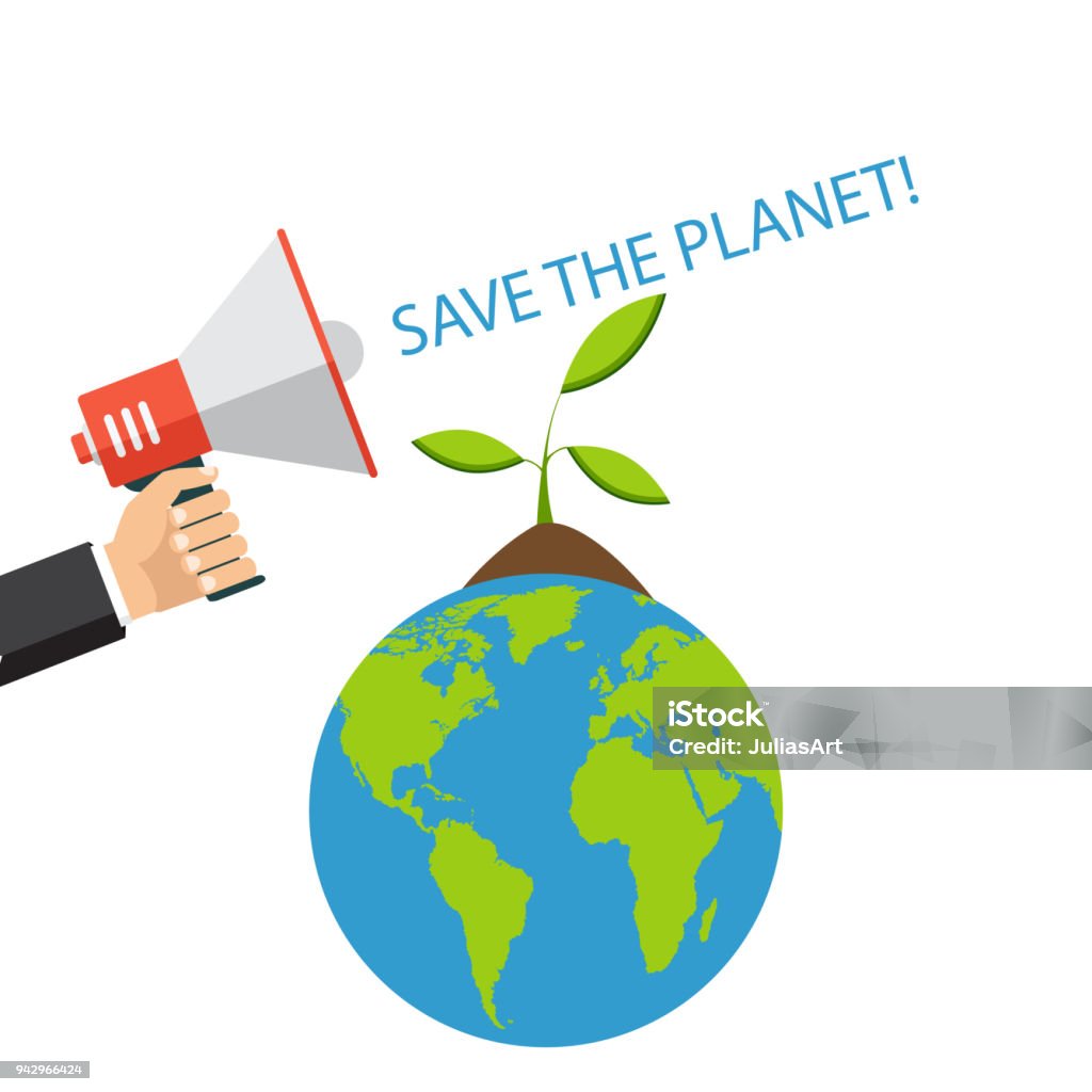 Hands Holding A Plant Save The Planet Concept Earth Protection Vector