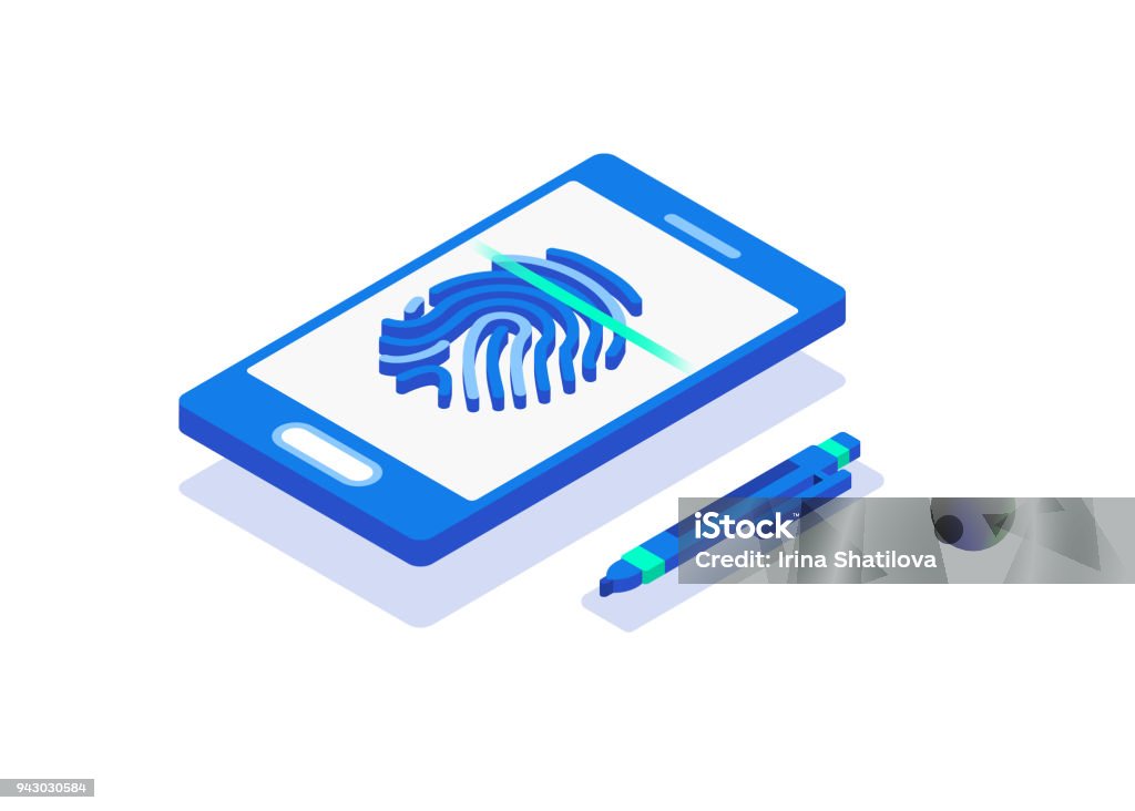 Biometric Authentication Methods Isometric Composition Poster Stock