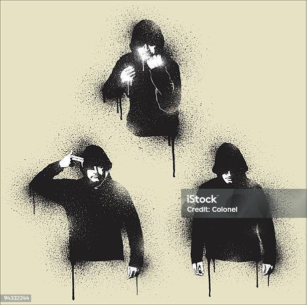 그래피티우르바노 Angst 폭력배에 대한 스톡 벡터 아트 및 기타 이미지 폭력배 후드 티 모자 남자 Istock
