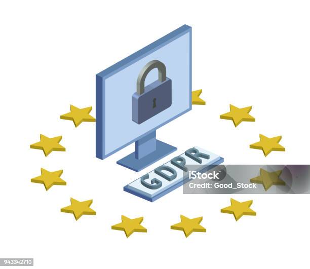 Gdpr Ilustrasi Isometrik Konsep Peraturan Perlindungan Data Umum
