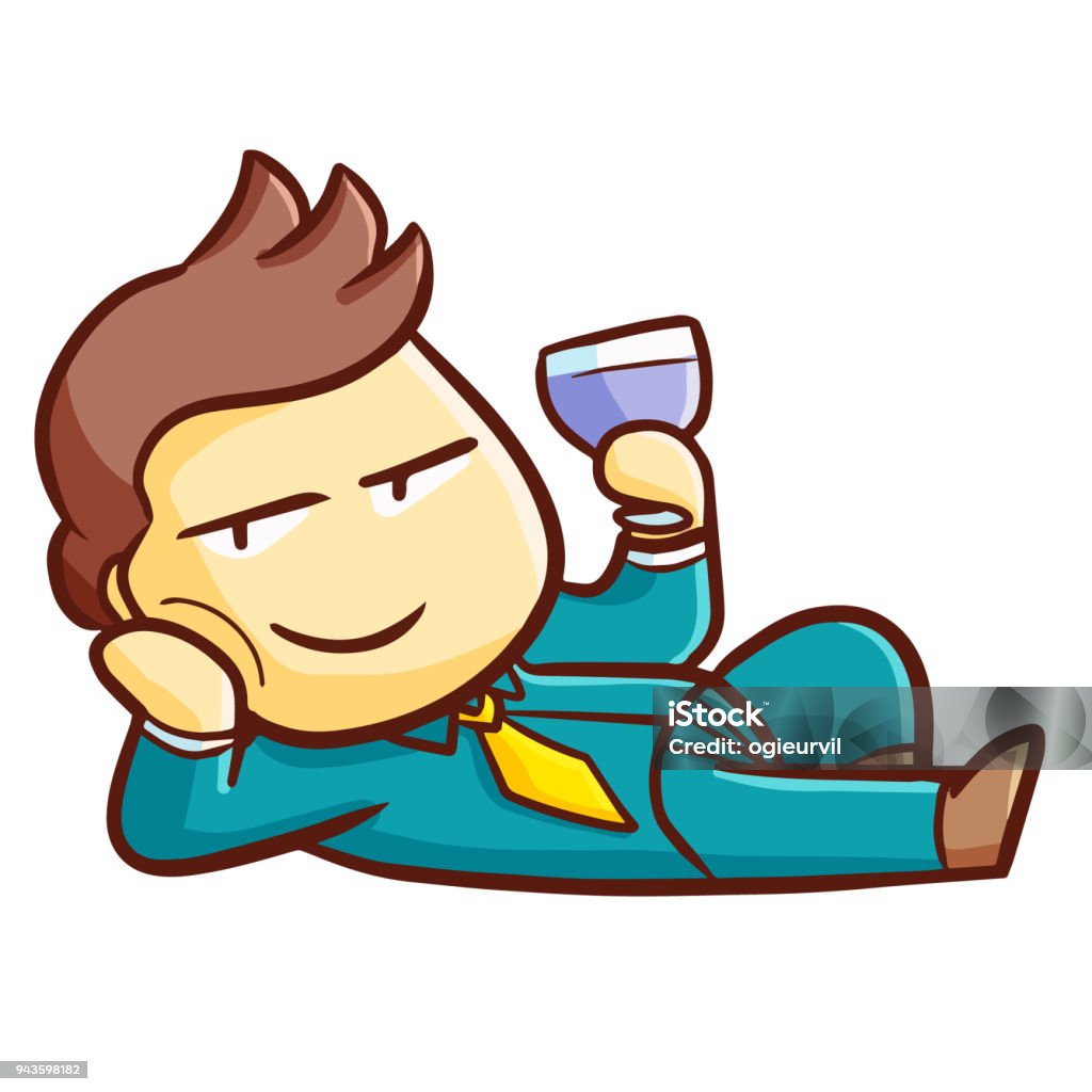 Cool Businessman Mocking With Glass Of Wine Stock Illustration